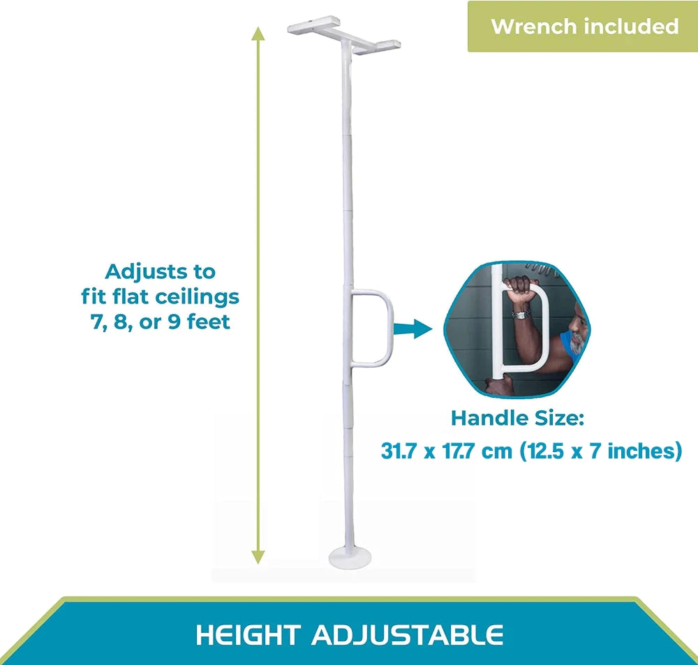 Able Life Universal Floor To Ceiling Grab Bar White | Shelly Lighting