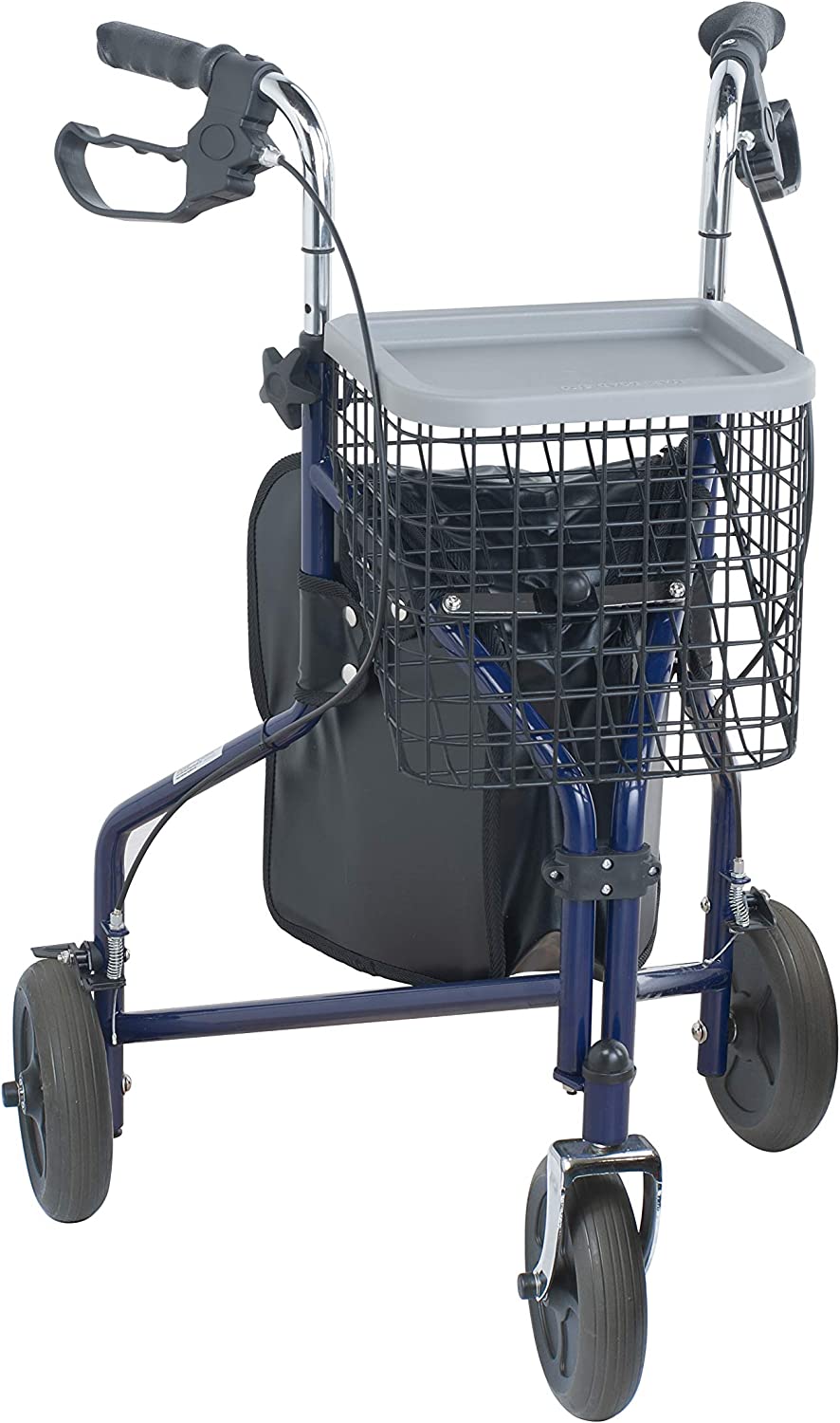 Steel Tri/Three Wheel Walker - Blue with Bag and Basket – Ability ...