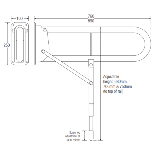 Double Arm Support Bar with Leg – Ability Superstore