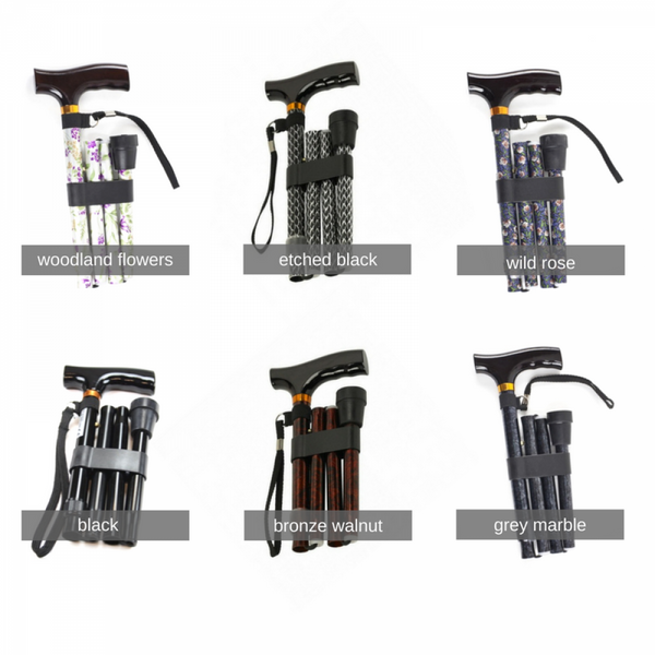 Folding Coloured Walking Stick with Wrist Strap – Ability Superstore