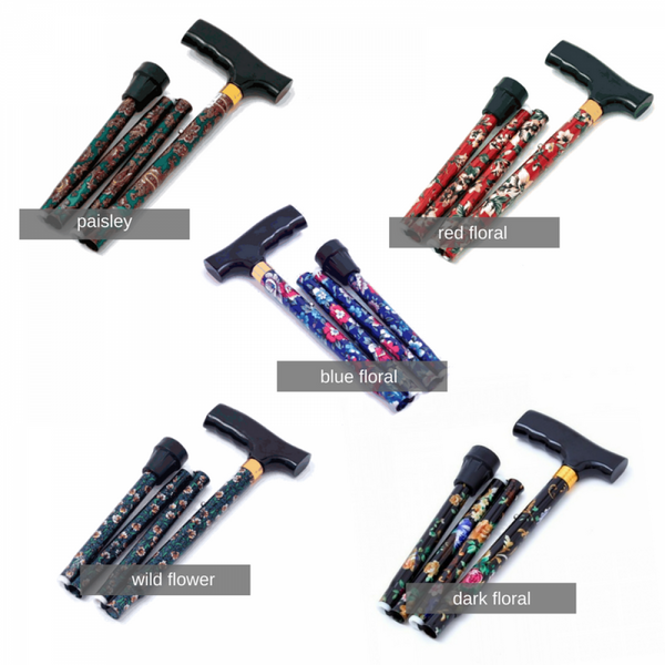Lightweight folding patterned walking stick – Ability Superstore
